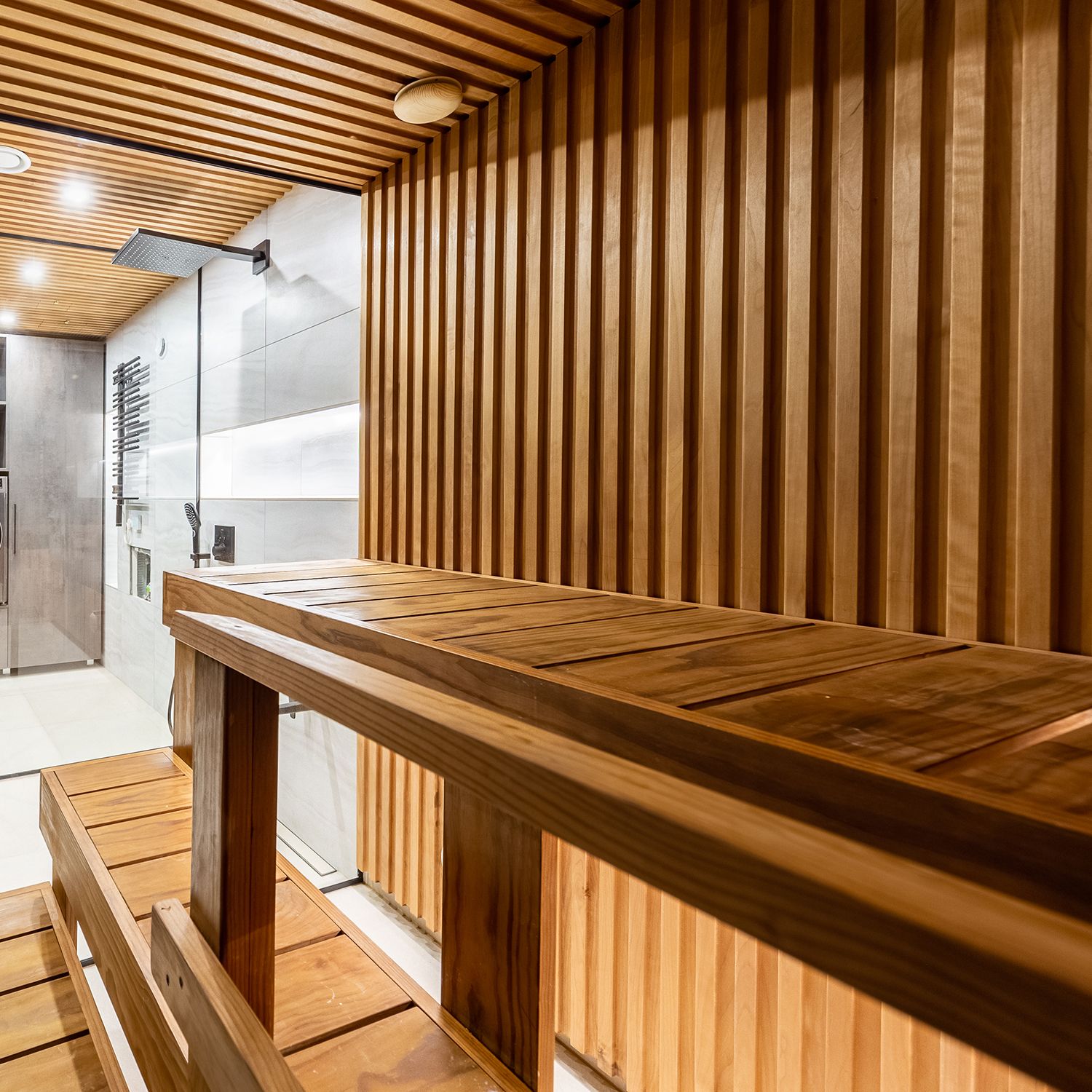 Thermory Thermo-Aspen 5/4×3 STEP Sauna Wall Cladding