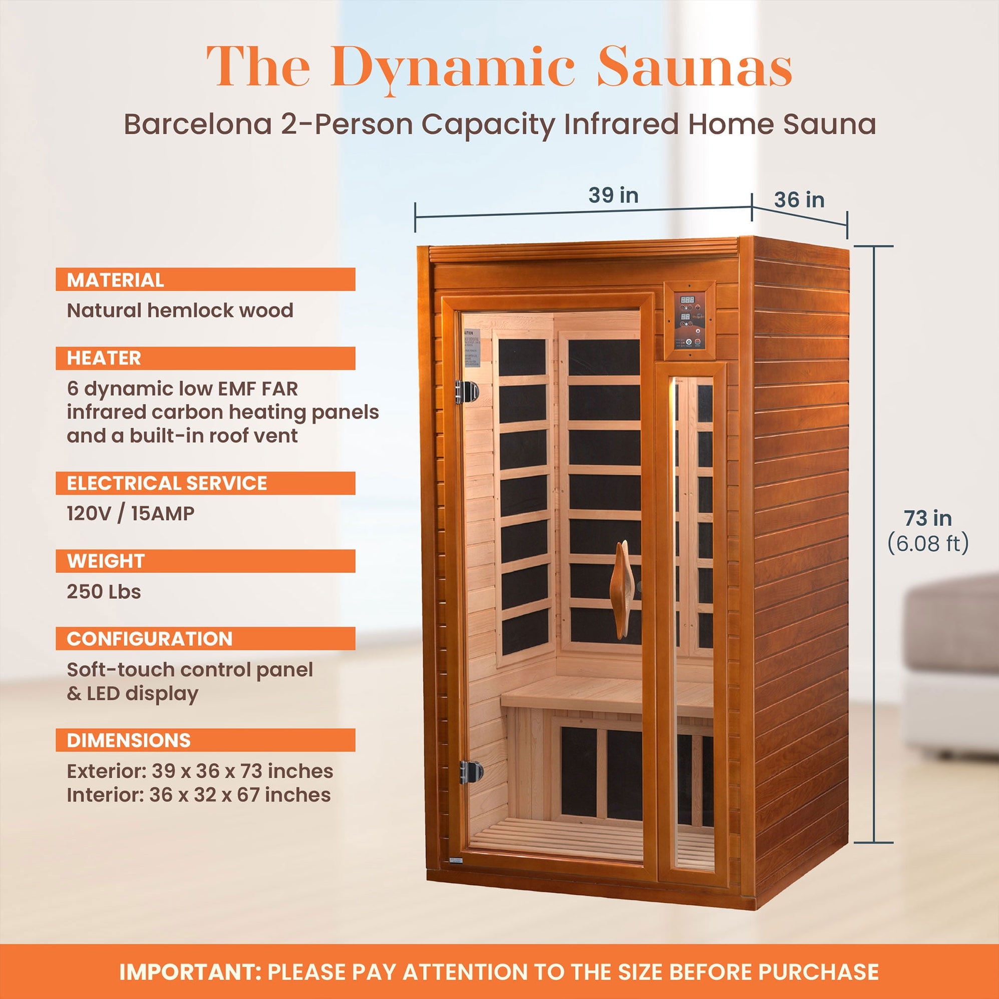 Dynamic Barcelona 1-2 Person Infrared Sauna + Red Light Therapy