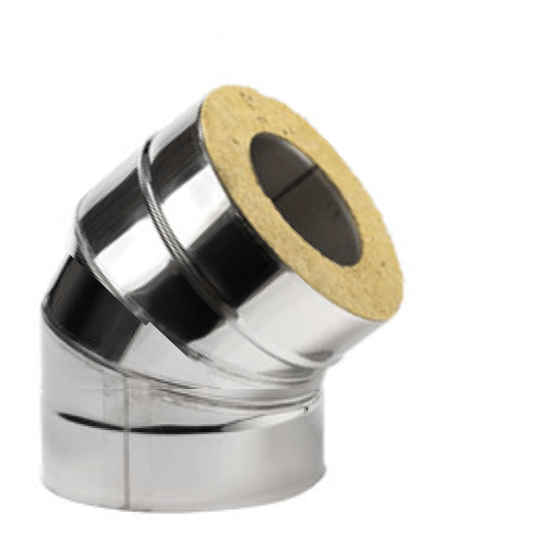 HUUM Double-Wall 45° Insulated Chimney Elbow | Stainless Steel