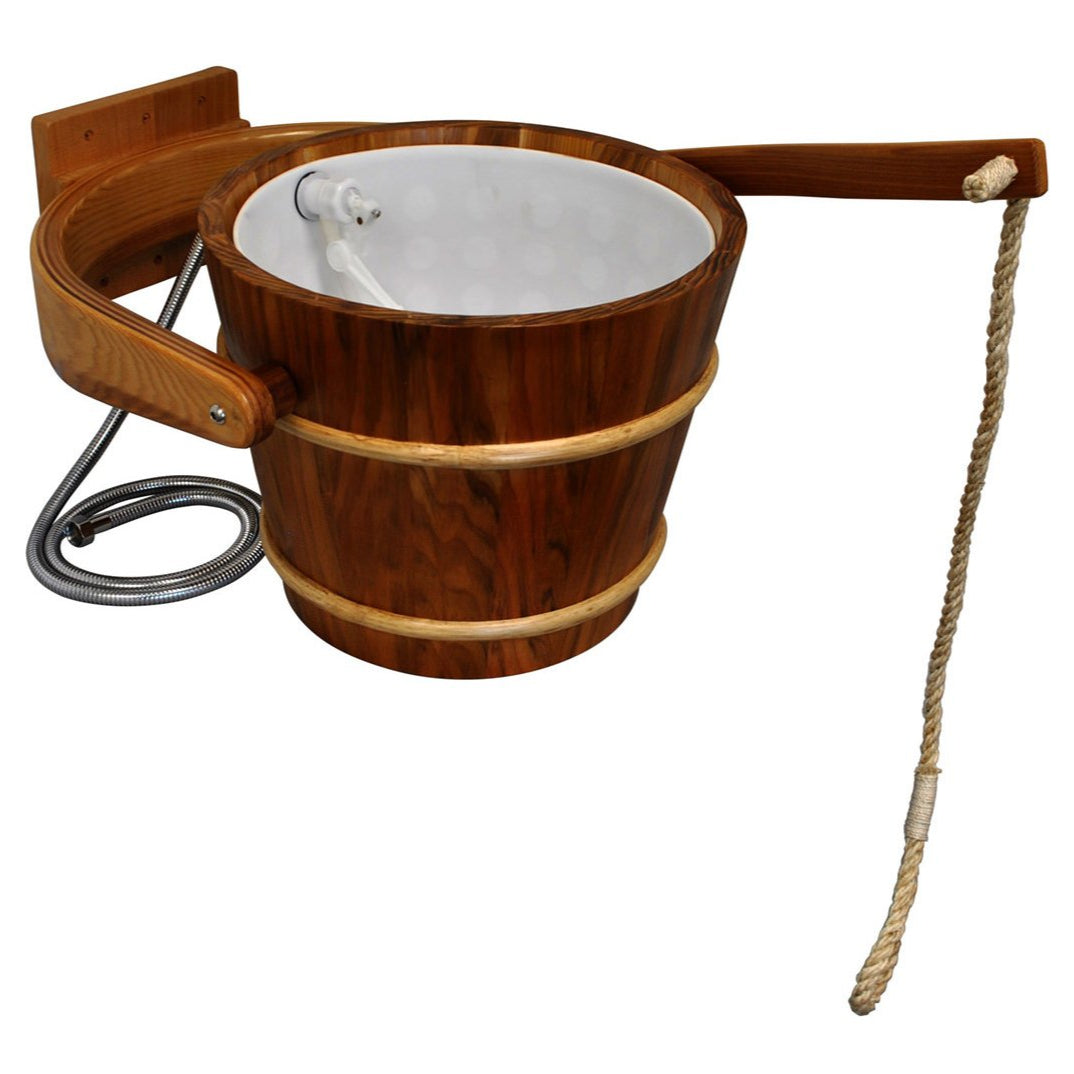 Cedar Sauna Shower Bucket | Auto-Refill Cold Water Dump